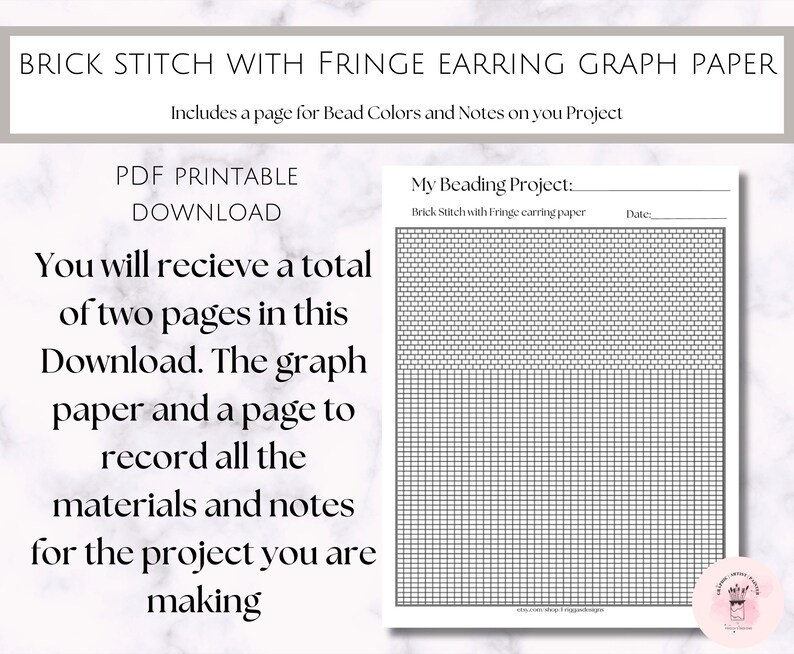 Beading Journal Paper, Printable Brick Stitch Bead Graph Paper, Instant ...