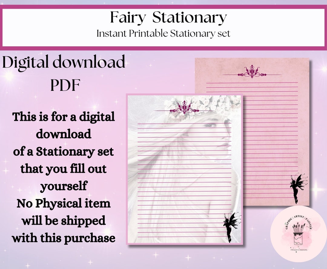 Pink Fairy Printable Stationary, Nature Art, Letter Writing Paper ...