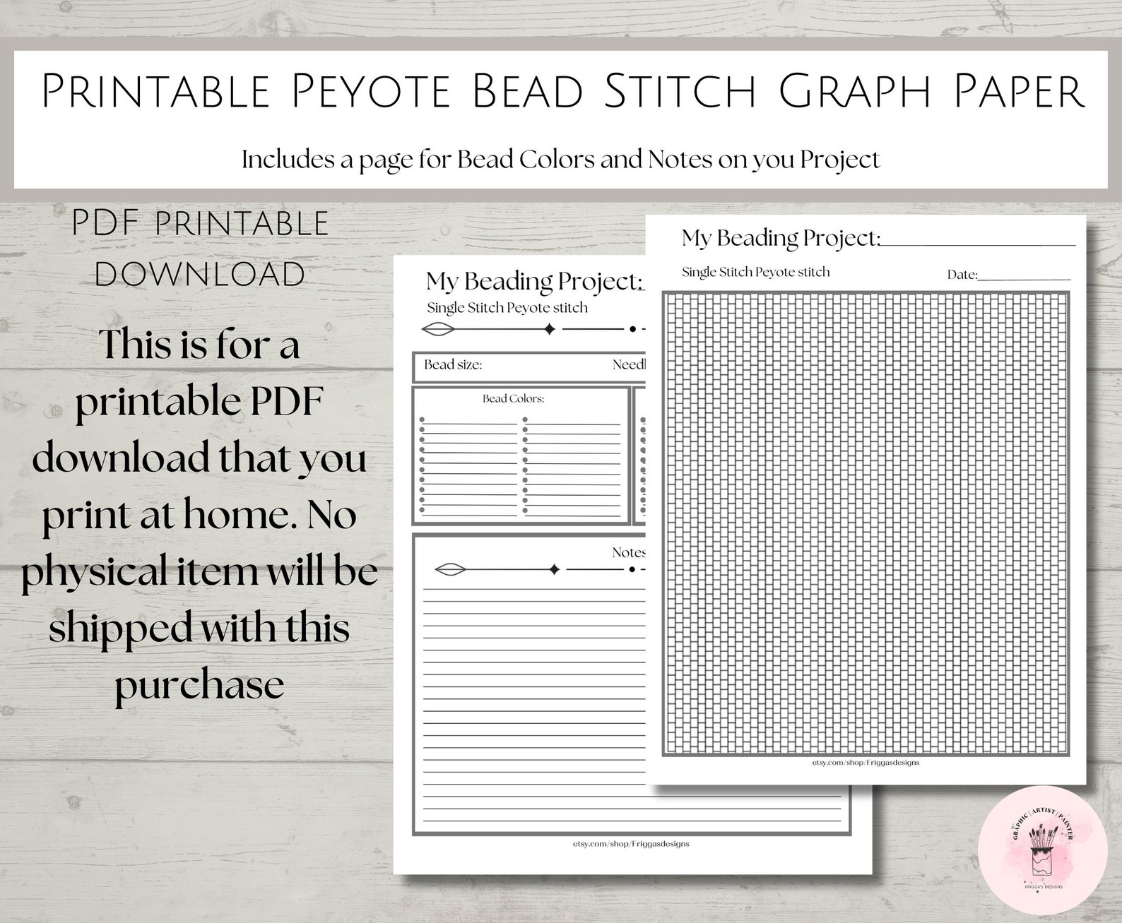 Beading Journal Paper, Printable Peyote Bead Graph Paper, Instant ...