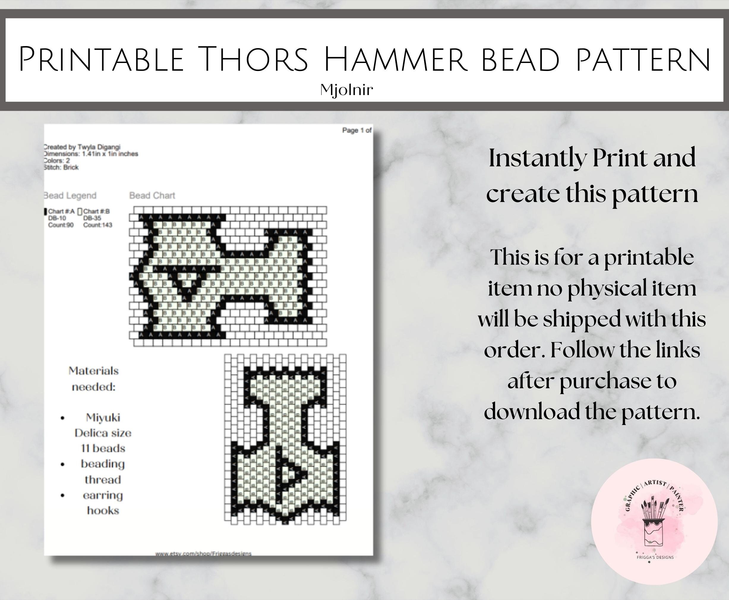 Mjolnir Earring Brick Stitch Pattern, Instant Download PDF Pattern ...