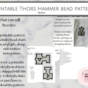 Mjolnir Earring Brick Stitch Pattern, Instant Download PDF Pattern ...