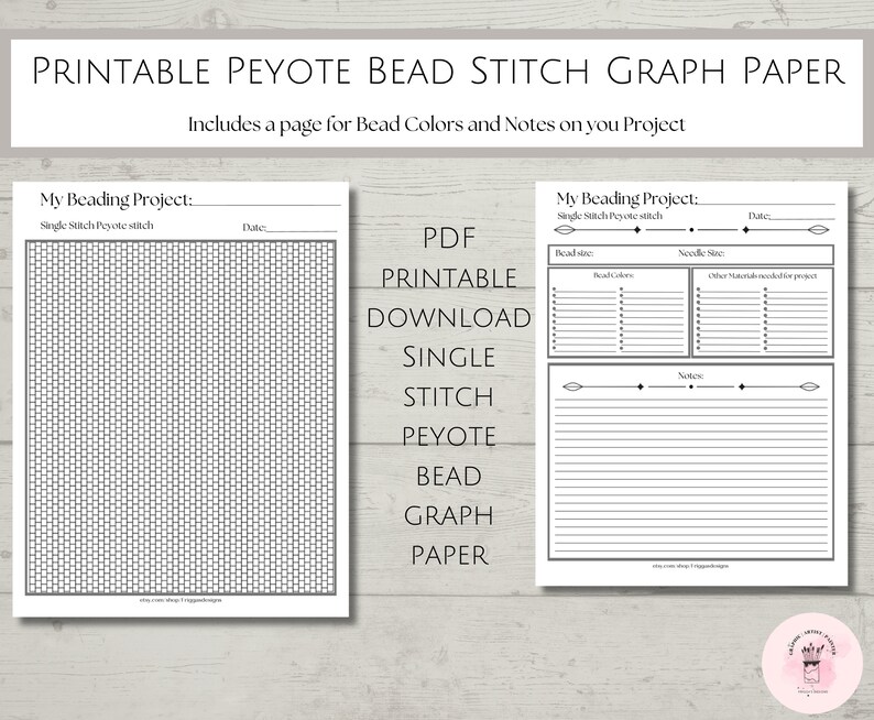 Beading Journal Paper, Printable Peyote Bead Graph Paper, Instant ...