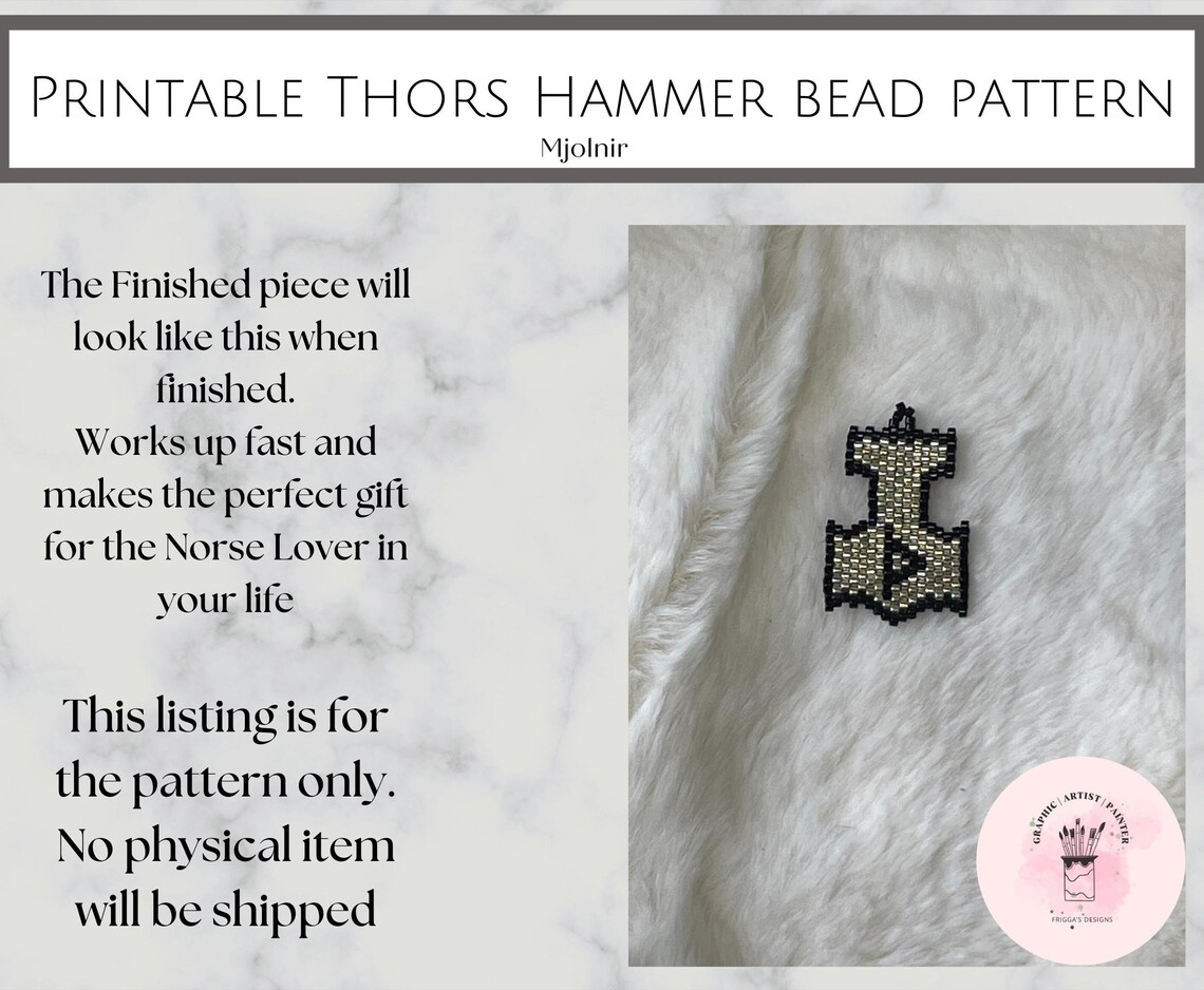 Mjolnir Earring Brick Stitch Pattern, Instant Download PDF Pattern ...