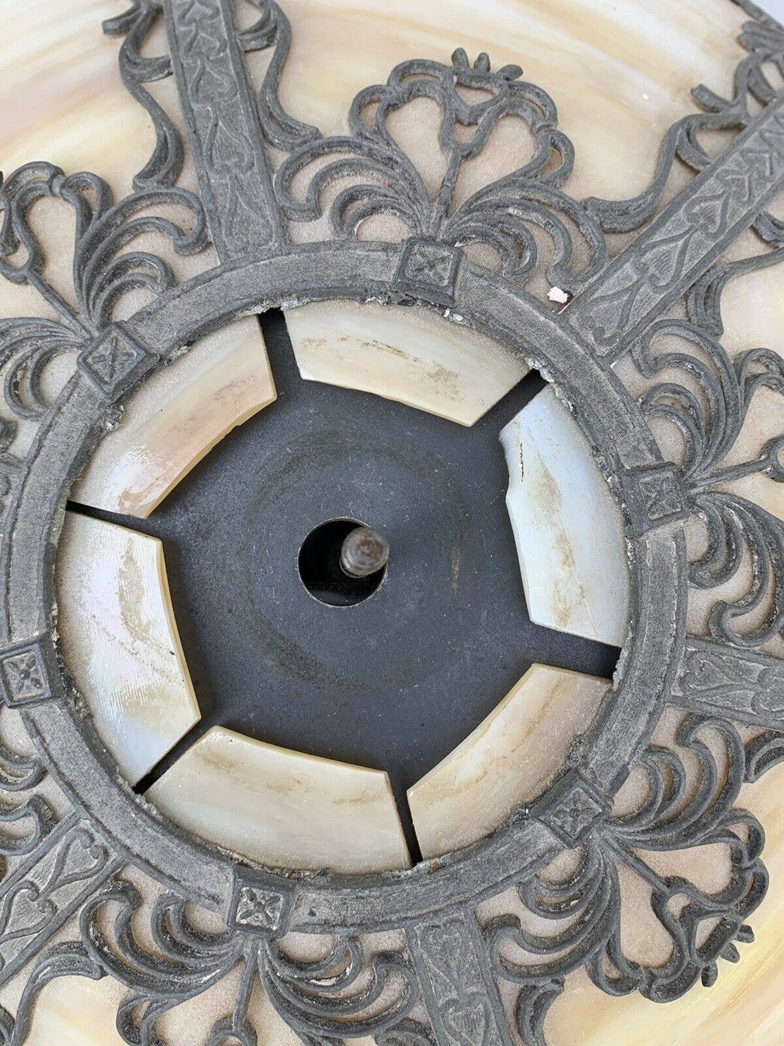 Antique 1920s Miller 956 Art Nouveau Red Slag Slag Glass Lamp & Base ...