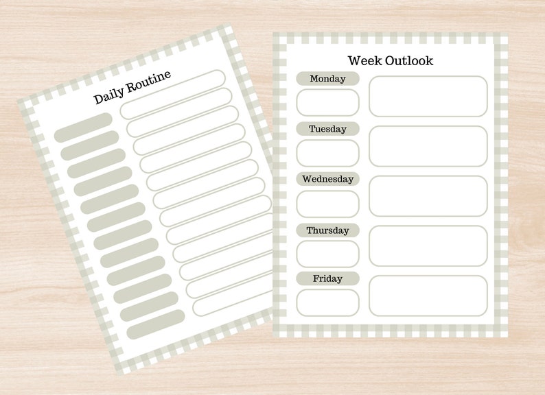 Daily Routine & Week Outlook Worksheets - Etsy