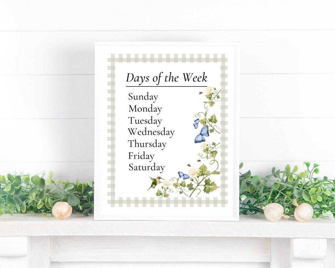 Days of Week Poster - Etsy