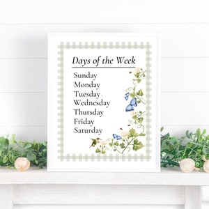 Days of Week Poster - Etsy