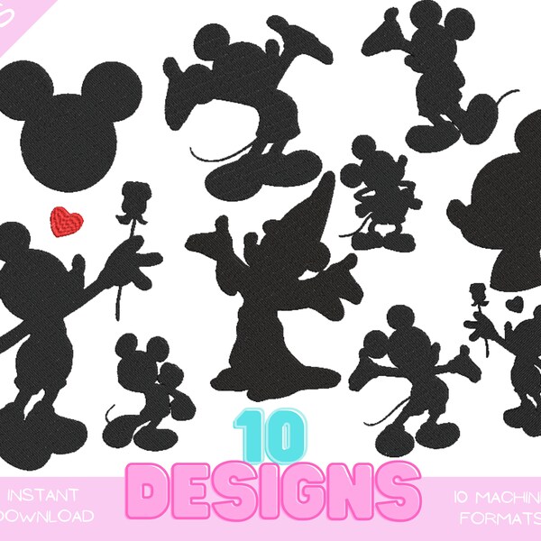 Mickey Silhouette Embroidery File - Etsy