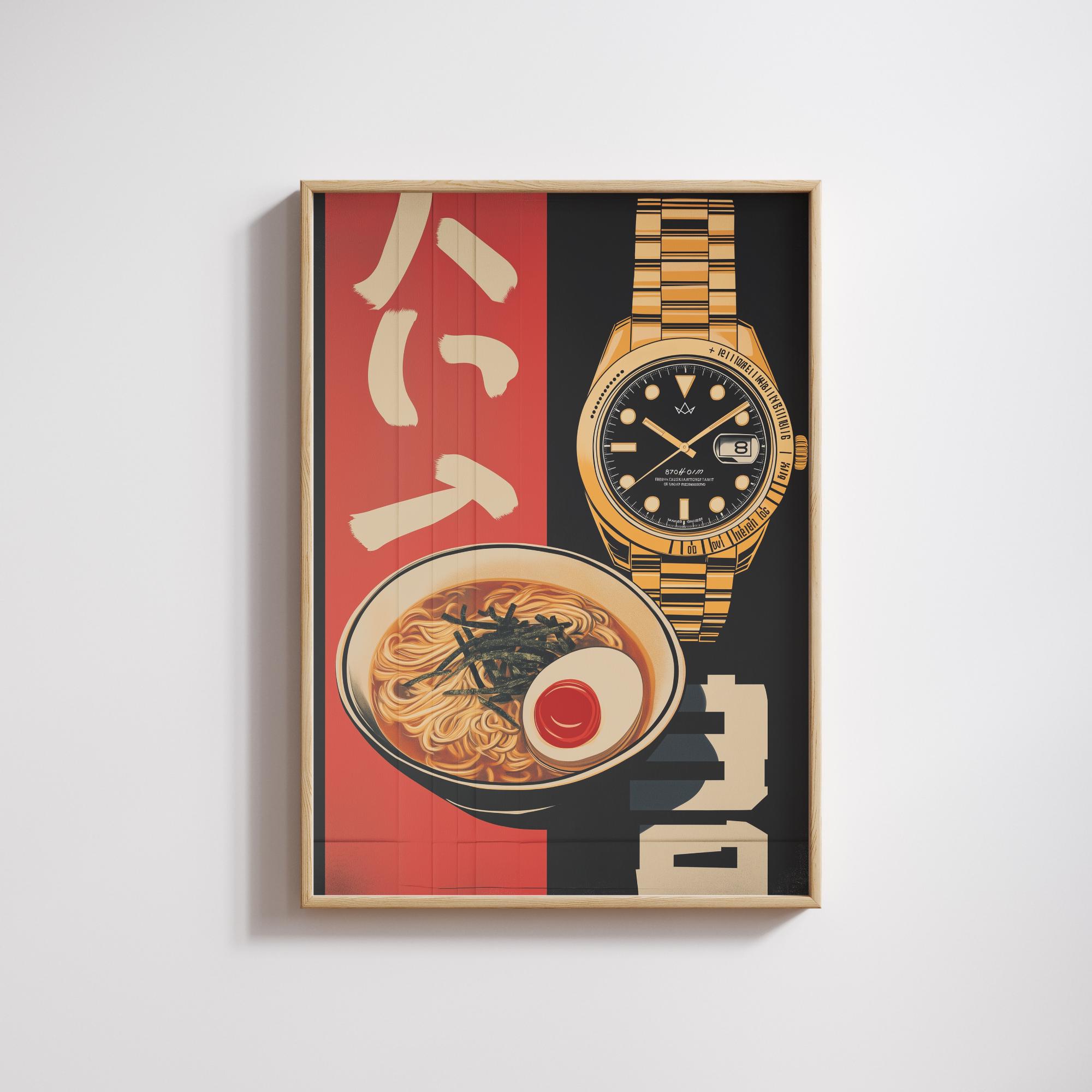 Japanese Retro Ramen Poster, Vintage Watch Advert, Japan Wall Art ...