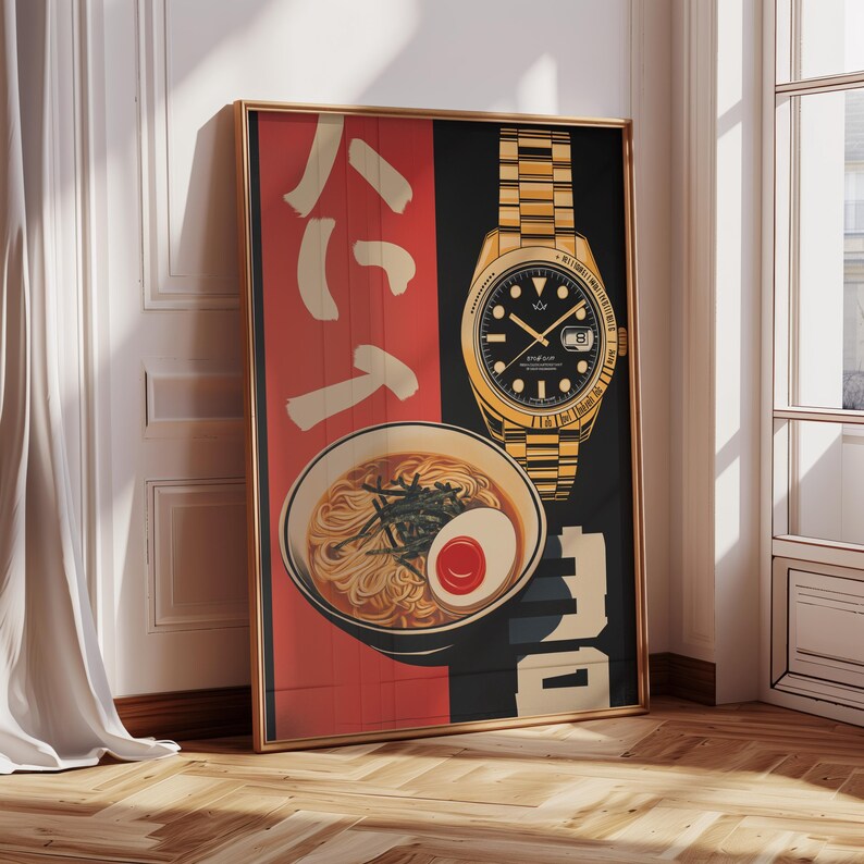 Japanese Retro Ramen Poster, Vintage Watch Advert, Japan Wall Art ...