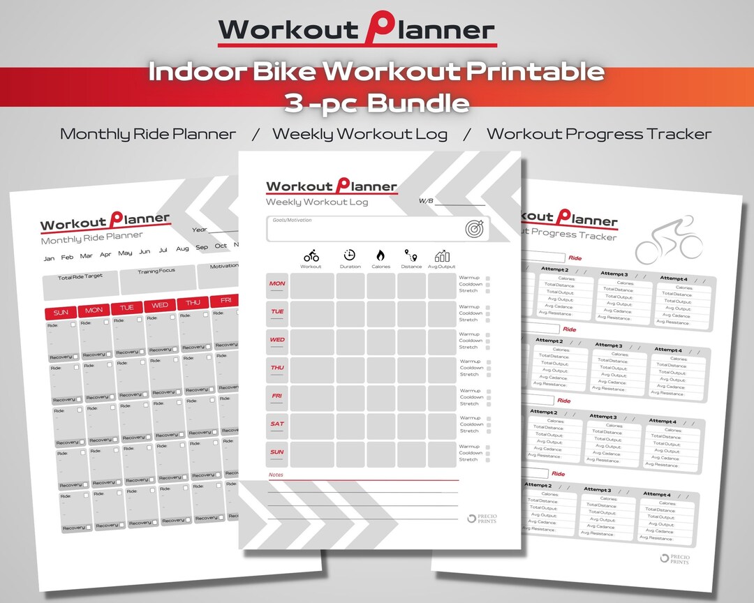 Indoor Bike Workout Tracker Bundle, Tailor Made for Home Bike Workouts ...