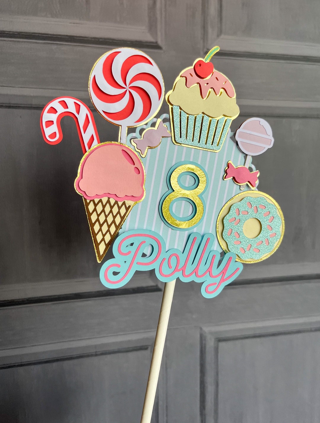 Candyland Sweet Birthday Cake Topper | Two Sweet | Sweet One | Cupcake ...