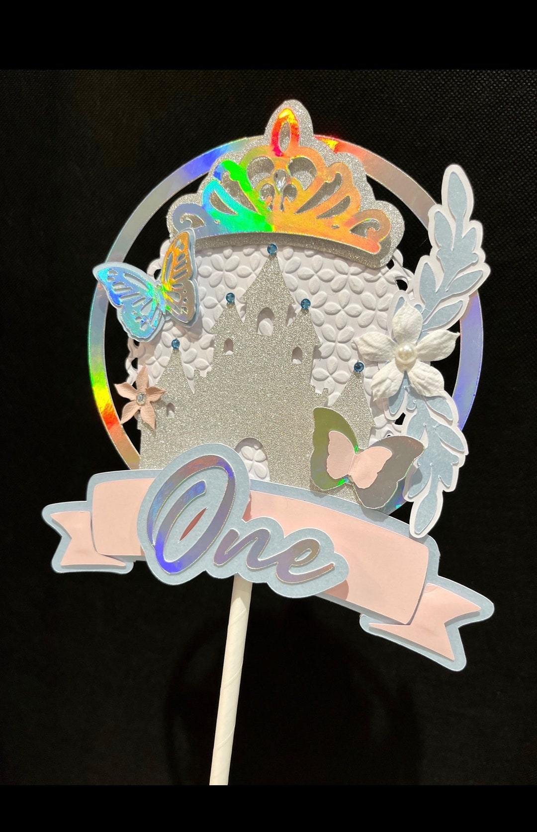 Topper de pastel de castillo de princesa / decoración de pastel de ...