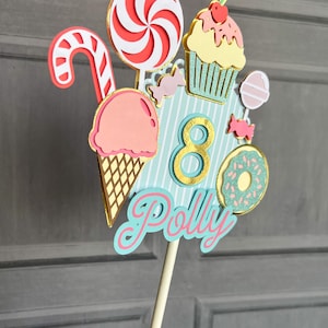 Candyland Sweet Birthday Cake Topper | Two Sweet | Sweet One | Cupcake ...