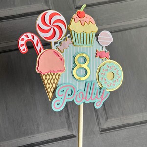 Candyland Sweet Birthday Cake Topper | Two Sweet | Sweet One | Cupcake ...