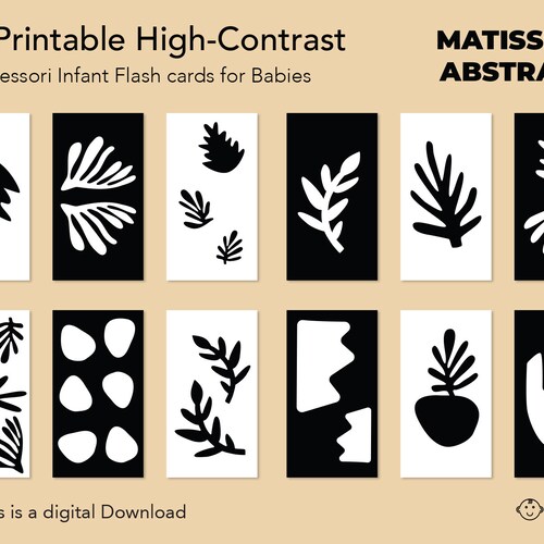 PRINTABLE 30 High Contrast Baby Montessori Sensory Cards - Etsy