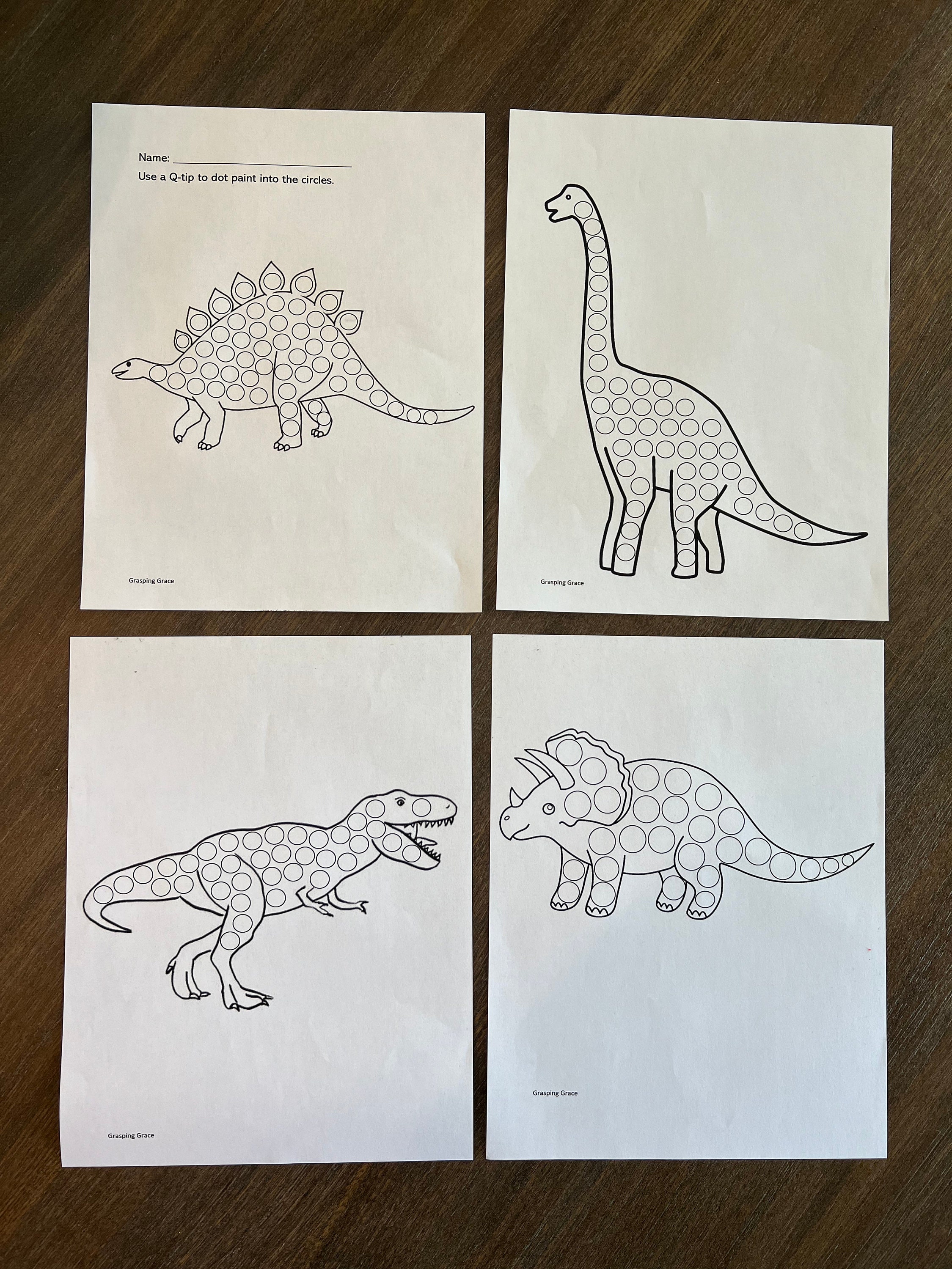 Dinosaur Dot Painting Template - Etsy