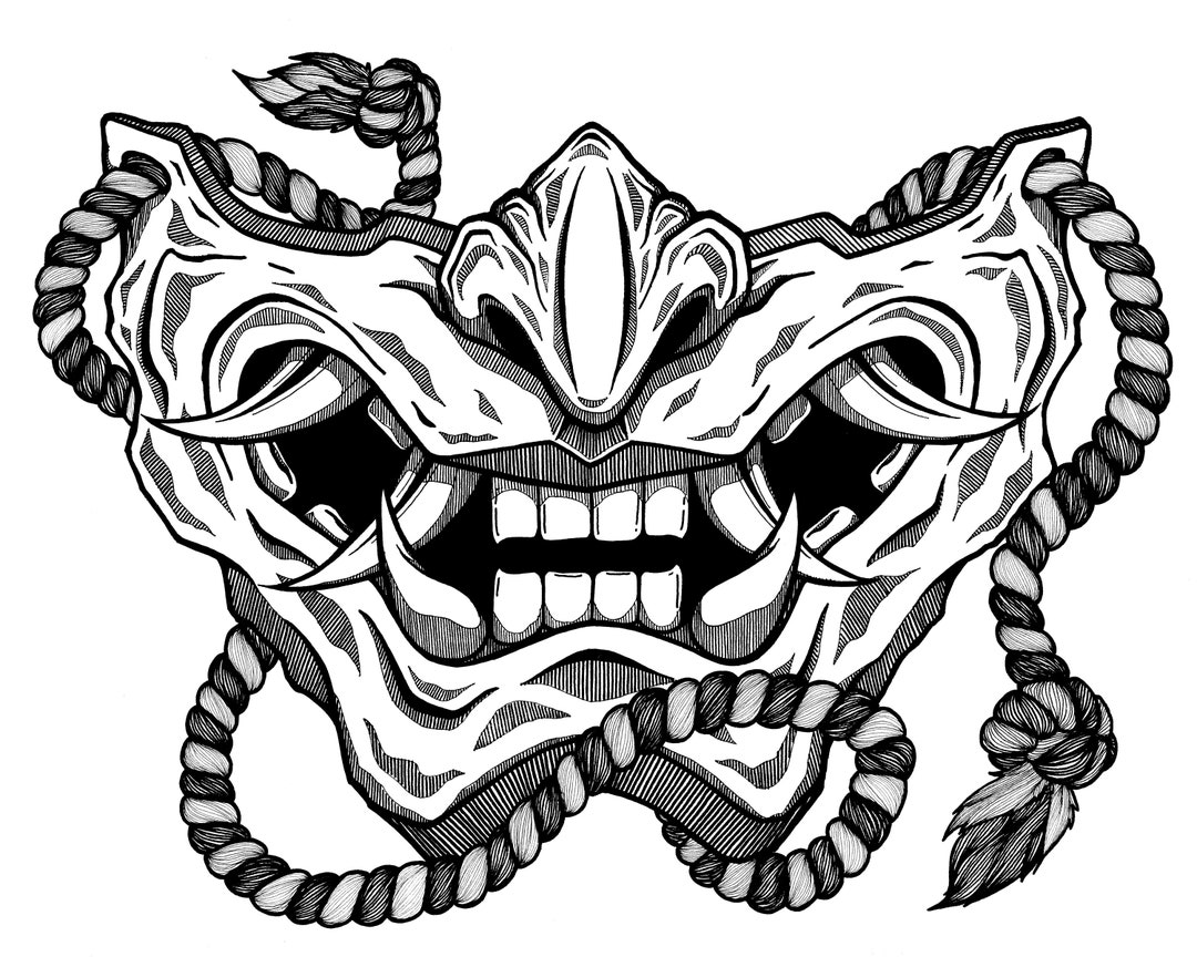 SAMURAI ONI MASK - Archival Print | Samurai Oni Mask Fine Art Print ...