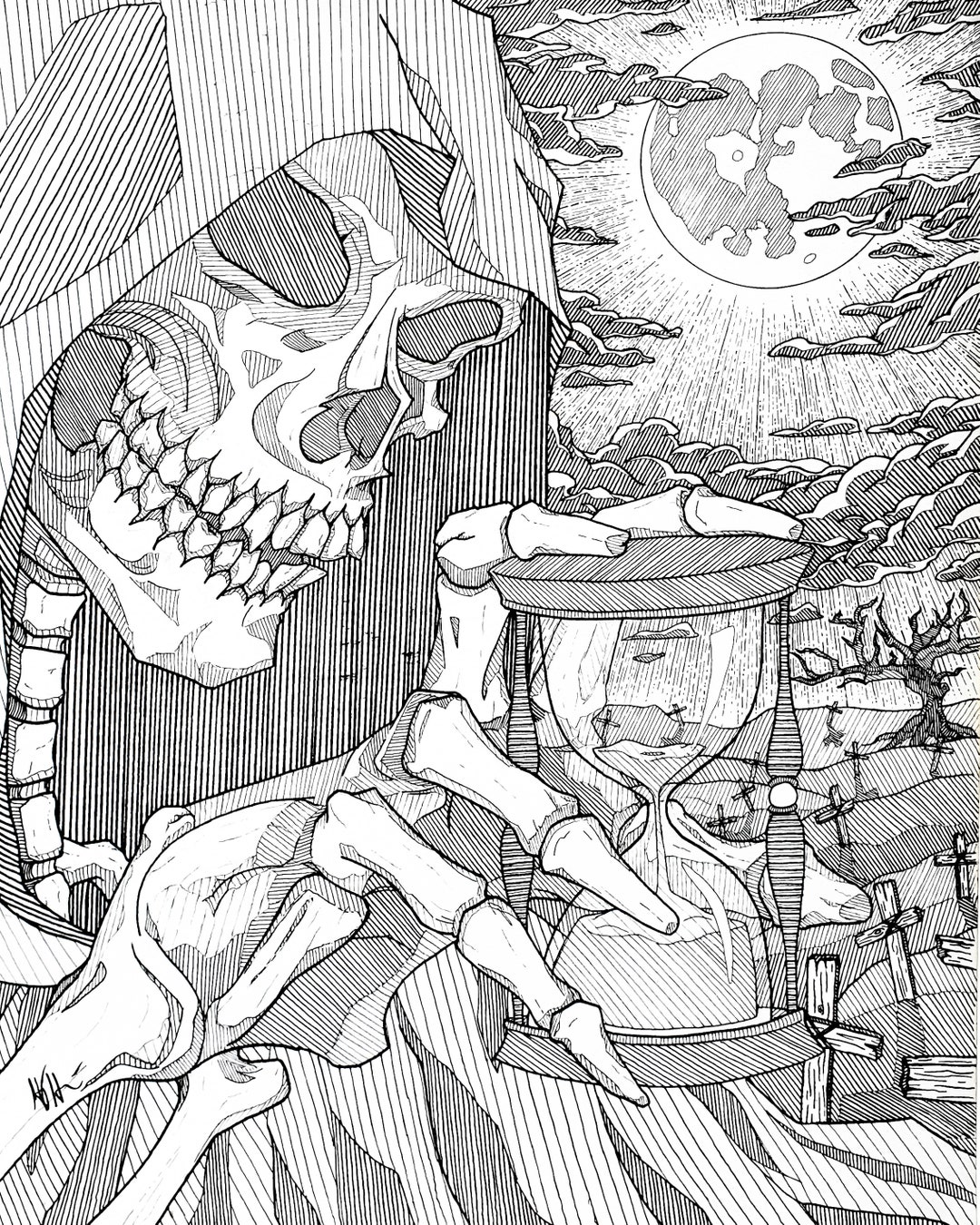 REAPER 2021-2022 Original Drawing Pen & Ink Illustration 8.5x11 Inches ...