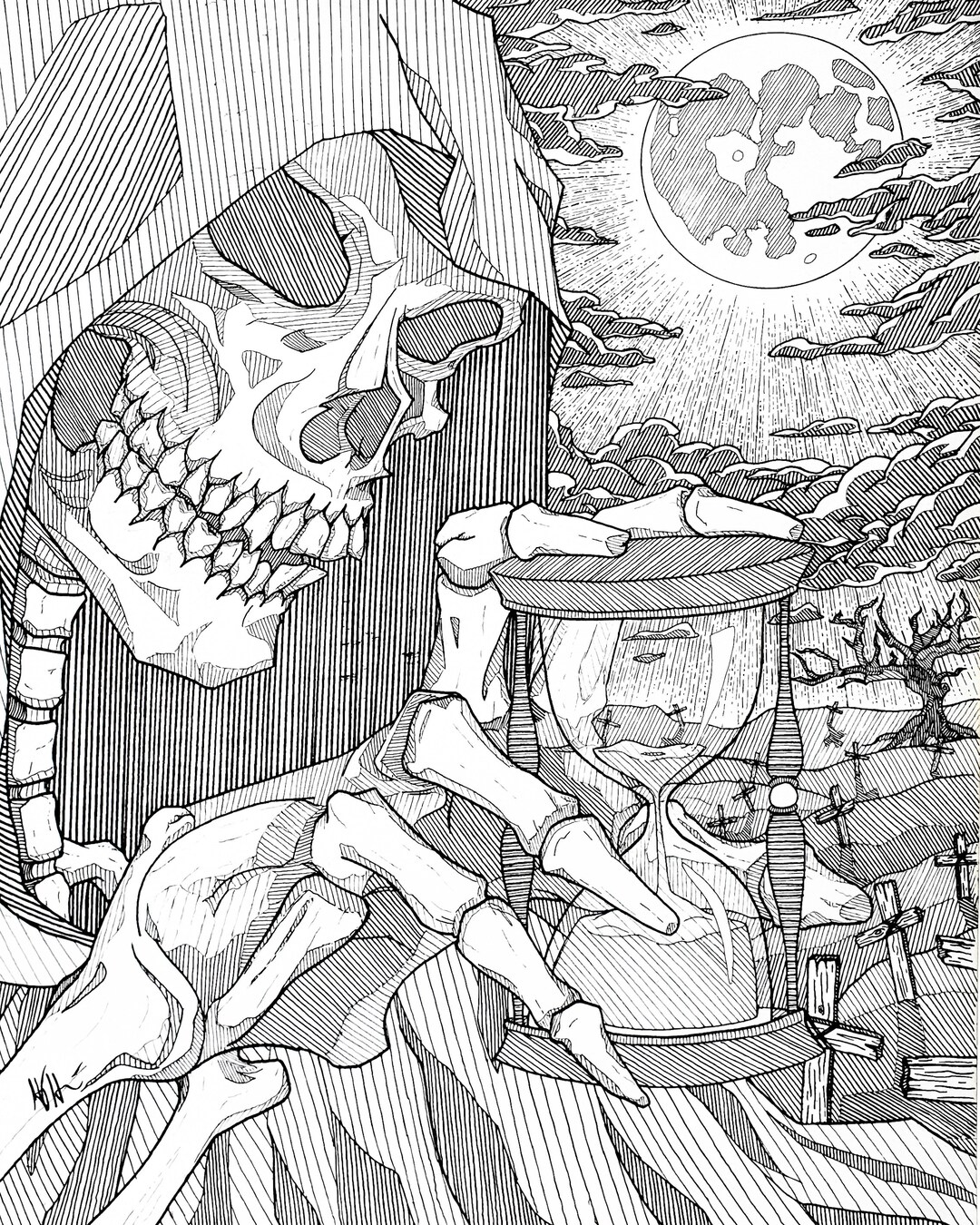 REAPER Archival Print Grim Reaper Fine Art Print Pen and Ink Drawing ...