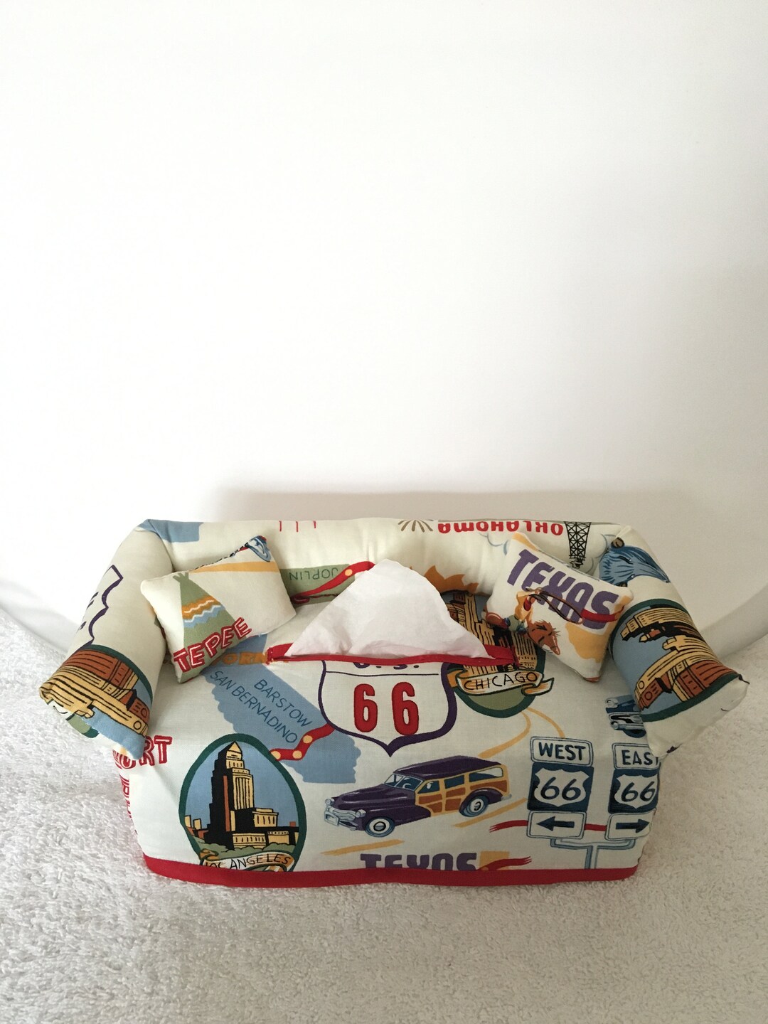 Route 66 Sofa Tissue Box Cover Maps Roads - Etsy