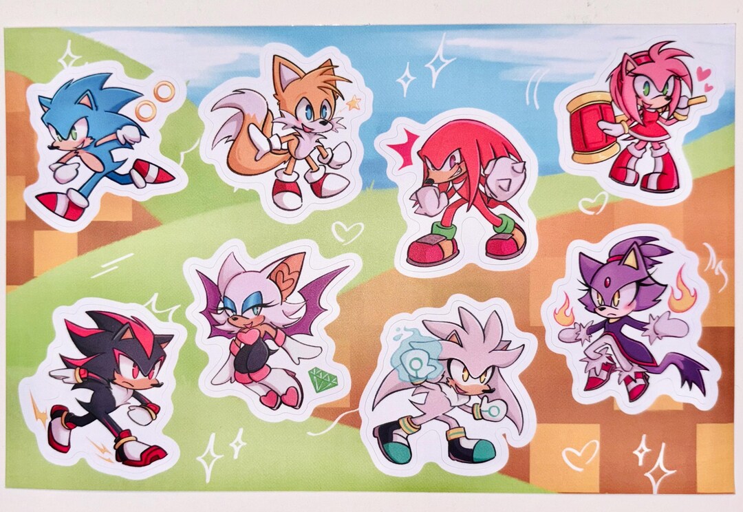 Sonic Sticker Sheet | Sonic Hedgehog, Shadow Hedgehog, Tails, Knuckles ...