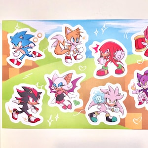 Sonic Sticker Sheet | Sonic Hedgehog, Shadow Hedgehog, Tails, Knuckles ...