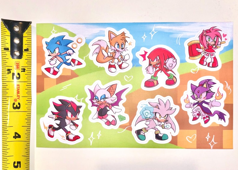 Sonic Sticker Sheet | Sonic Hedgehog, Shadow Hedgehog, Tails, Knuckles ...