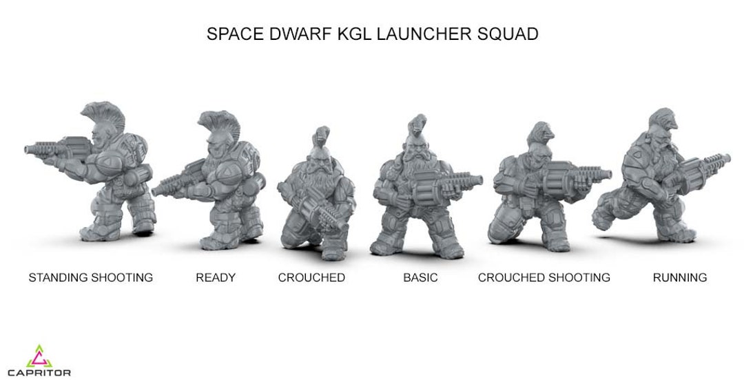 Space Dwarf Army Kgl Launcher Squad 28mm Miniatures for Tactical ...
