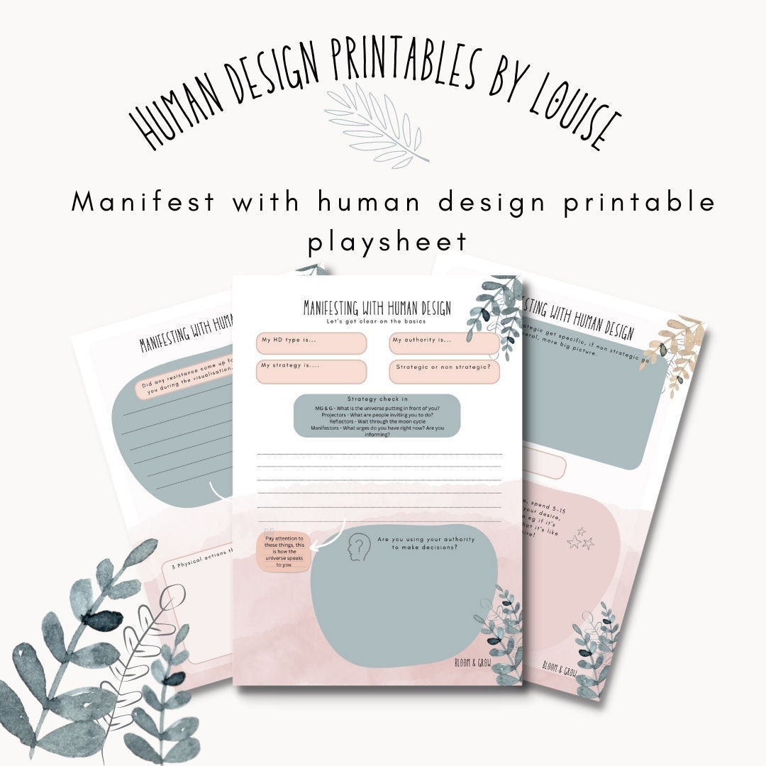 Manifesting With Human Design Play Sheet | Human Design Printable ...