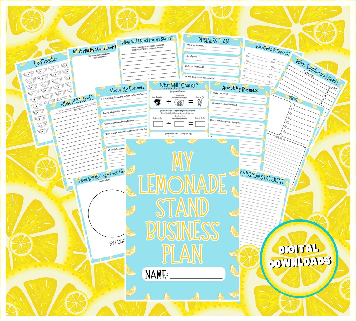 Lemonade Stand Business Plan for Young Entrepreneurs - Printable ...