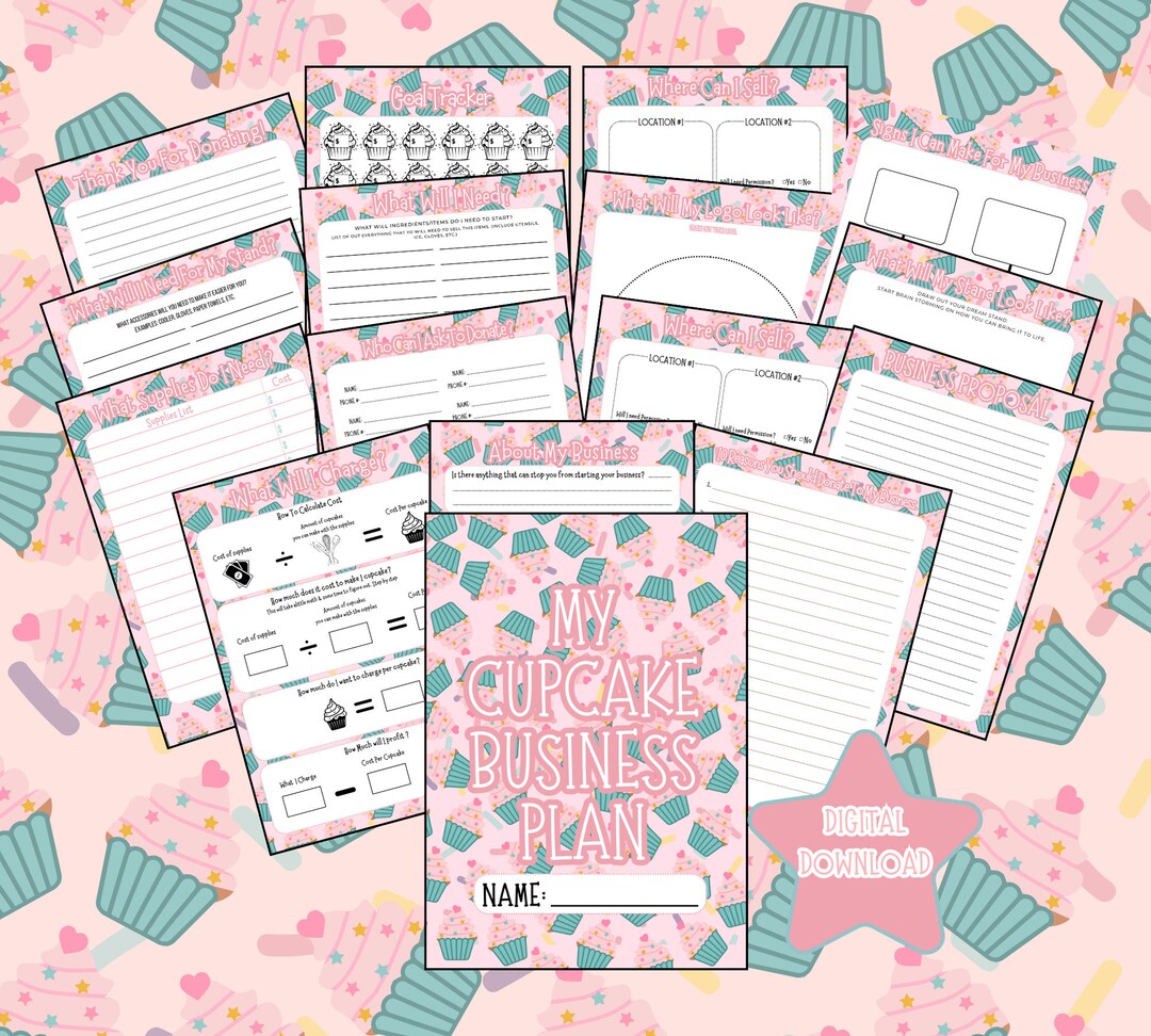 Kid Friendly Cupcake Business Plan for Young Entrepreneurs, Printable ...