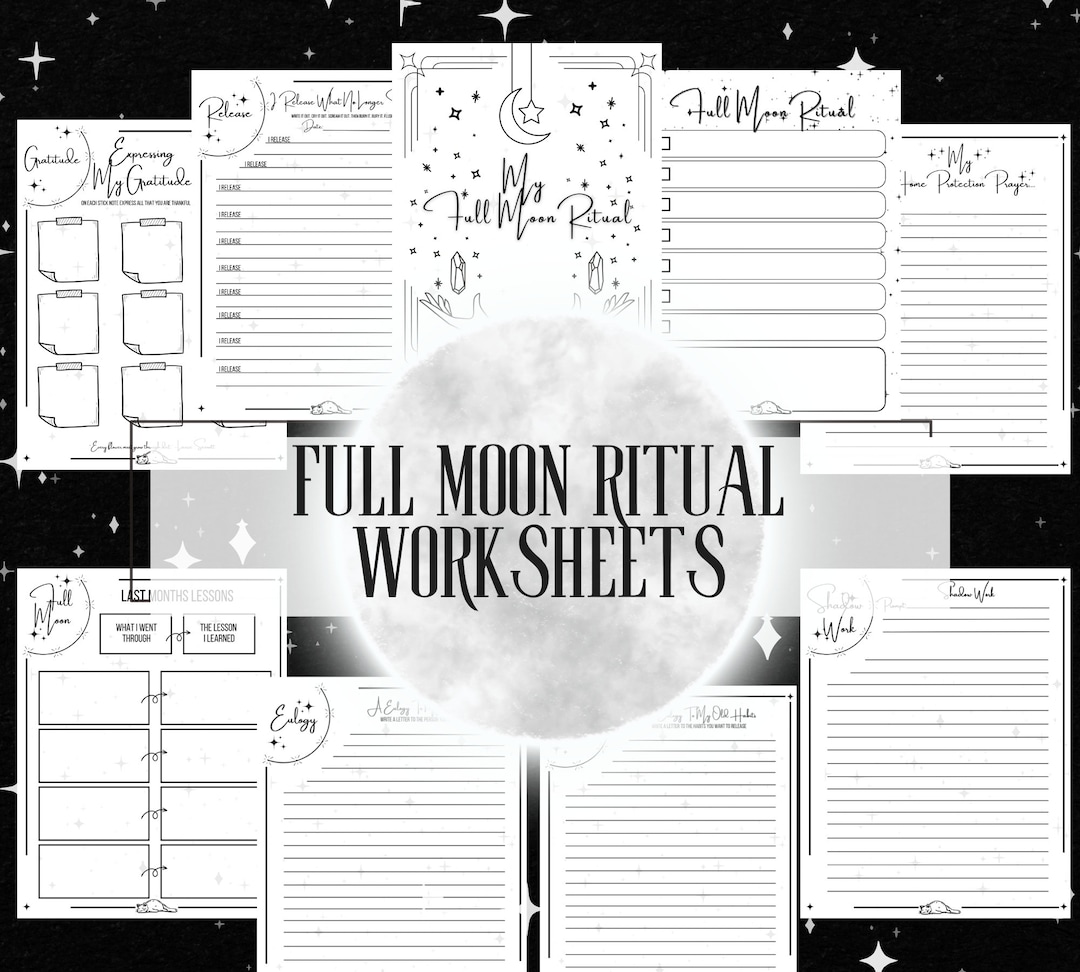 Full Moon Ritual Worksheets|full Moon Planner|releasing|gratitude ...