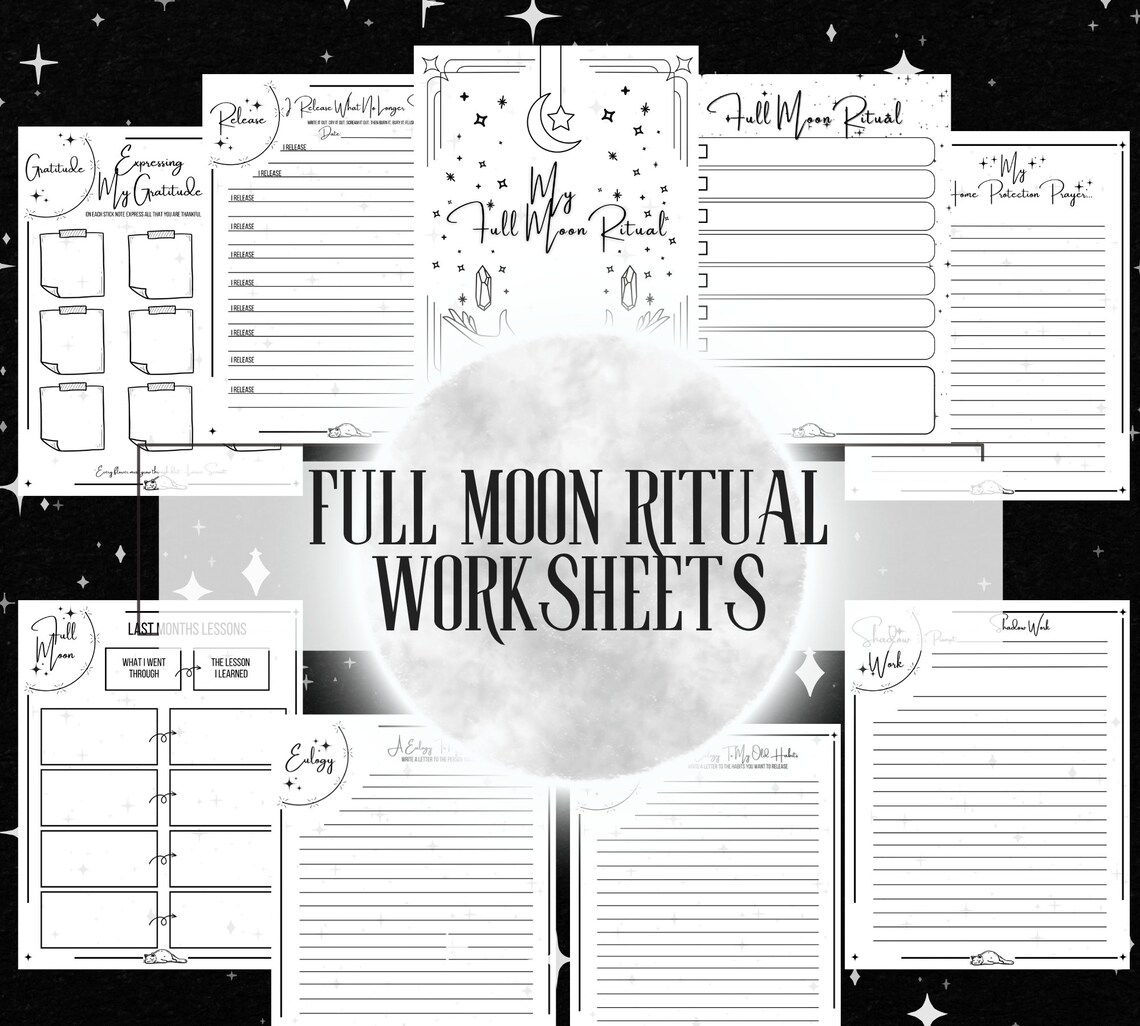 Full Moon Ritual Worksheets|full Moon Planner|releasing|gratitude ...
