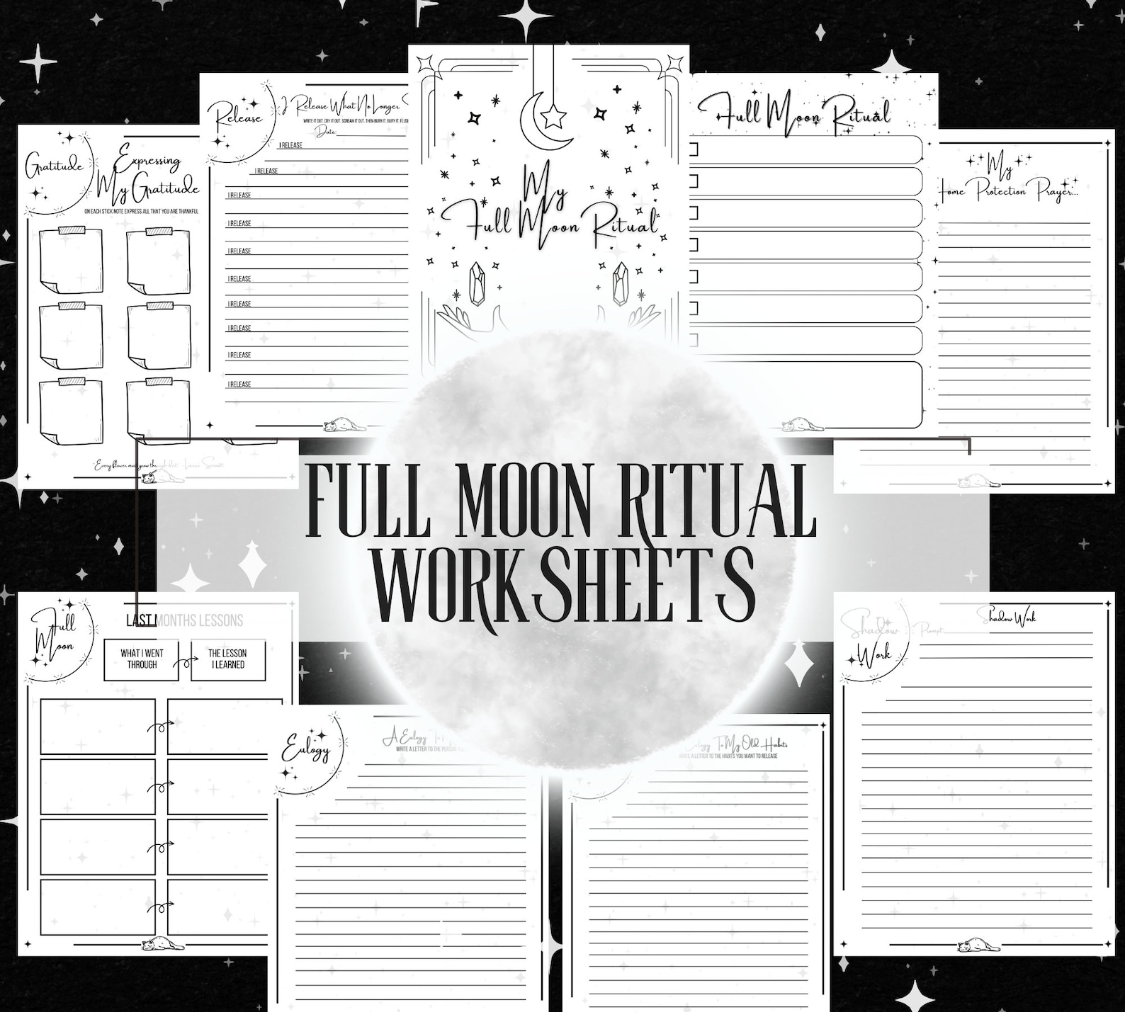Full Moon Ritual Worksheets|full Moon Planner|releasing|gratitude|celestial Worksheets|printable ...
