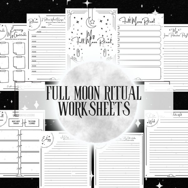 Full Moon Worksheets - Etsy