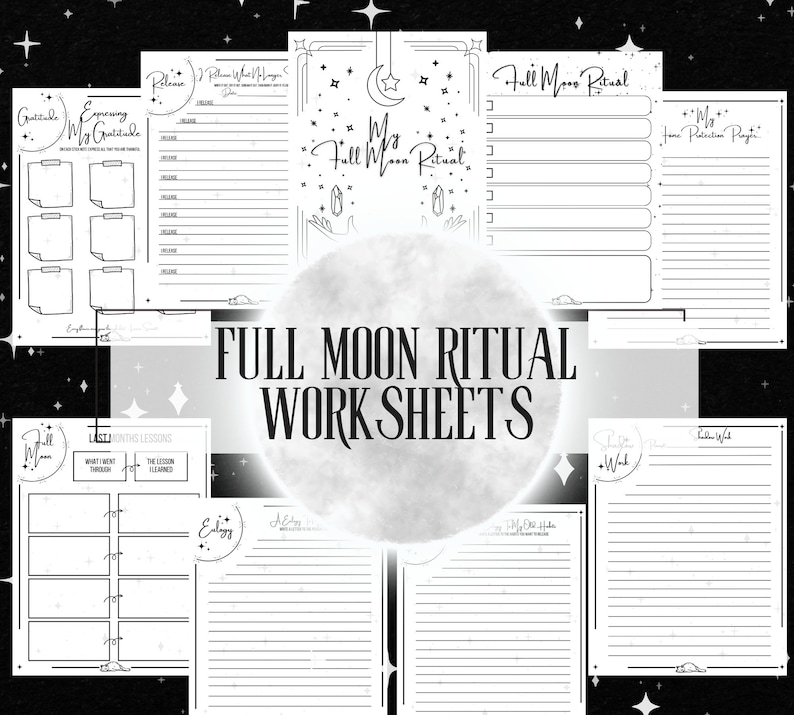 Full Moon Ritual Worksheets|full Moon Planner|releasing|gratitude ...