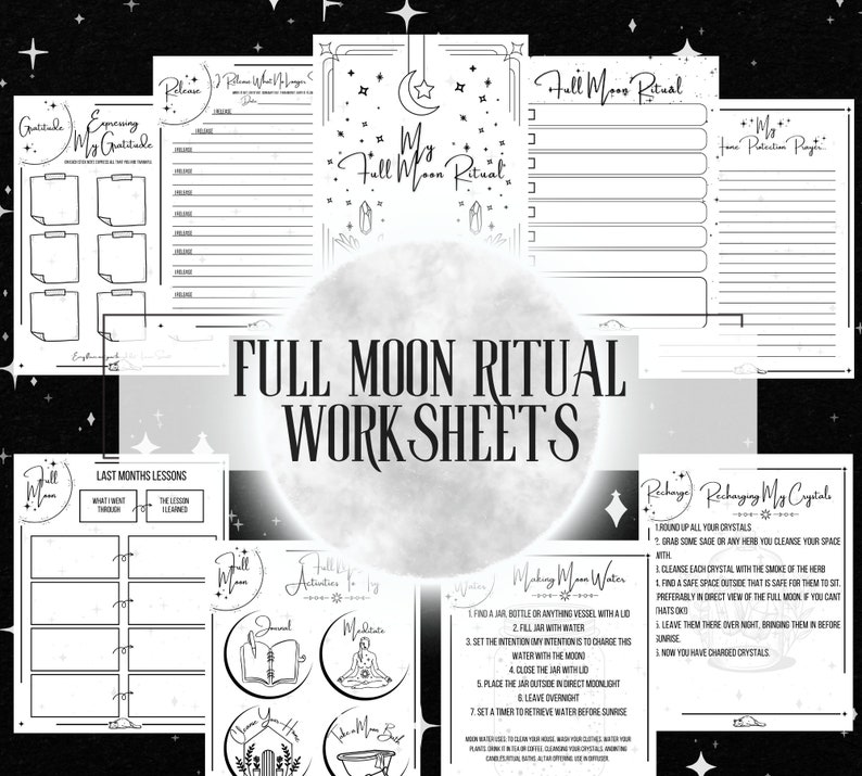 Full Moon Ritual Worksheetsfull Moon - Etsy