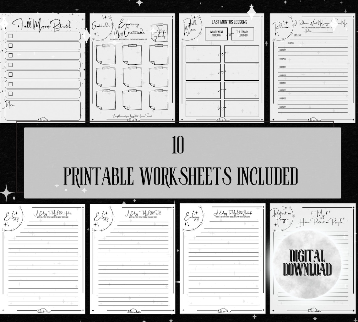 Full Moon Ritual Worksheets|full Moon Planner|releasing|gratitude ...