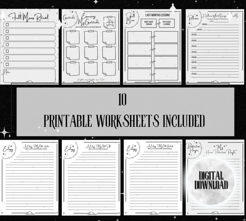 Full Moon Ritual Worksheets|full Moon Planner|releasing|gratitude ...