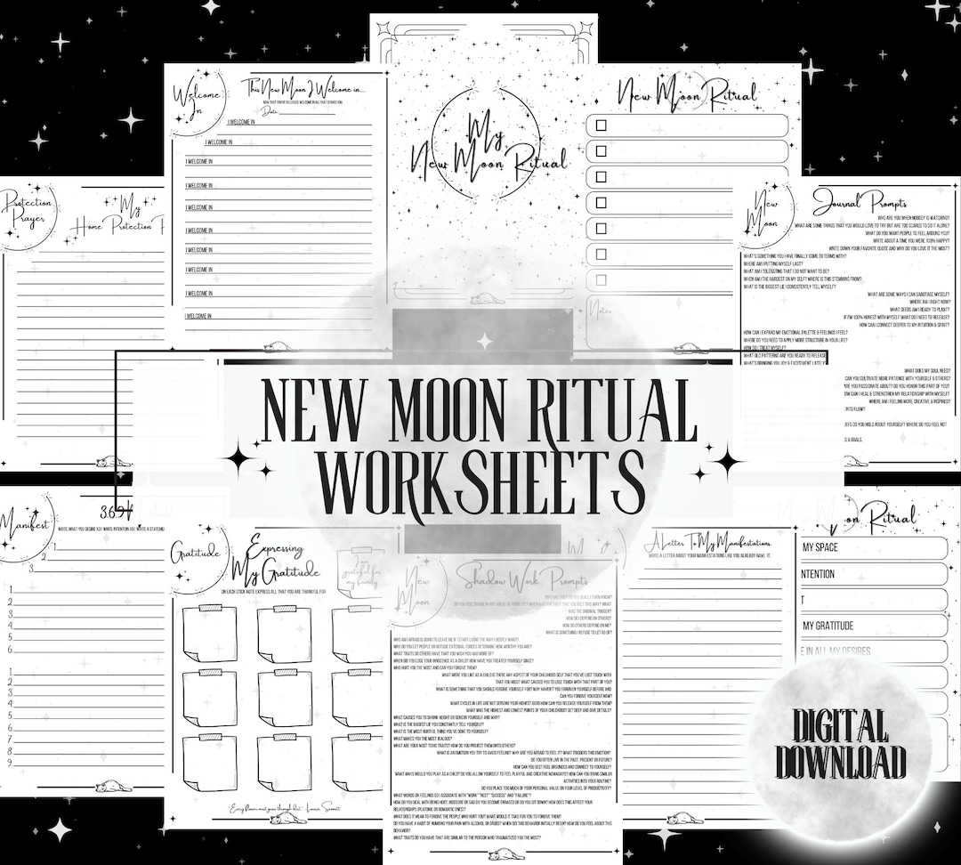 New Moon Ritual Worksheets|shadow Work| Manifesting Worksheets ...