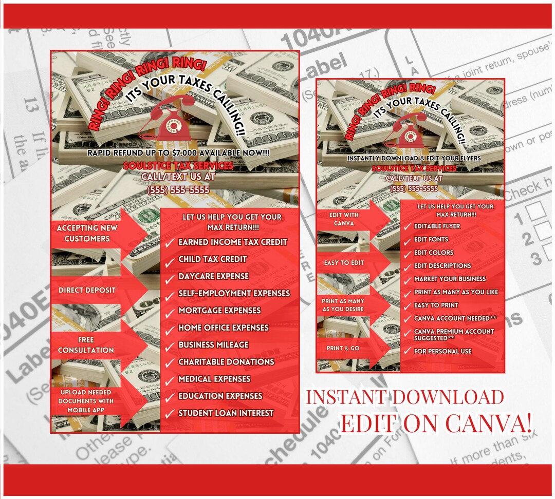 Red Tax Prep Flyer, 2024 Tax Season, Business Flyer, Flyers for Small ...
