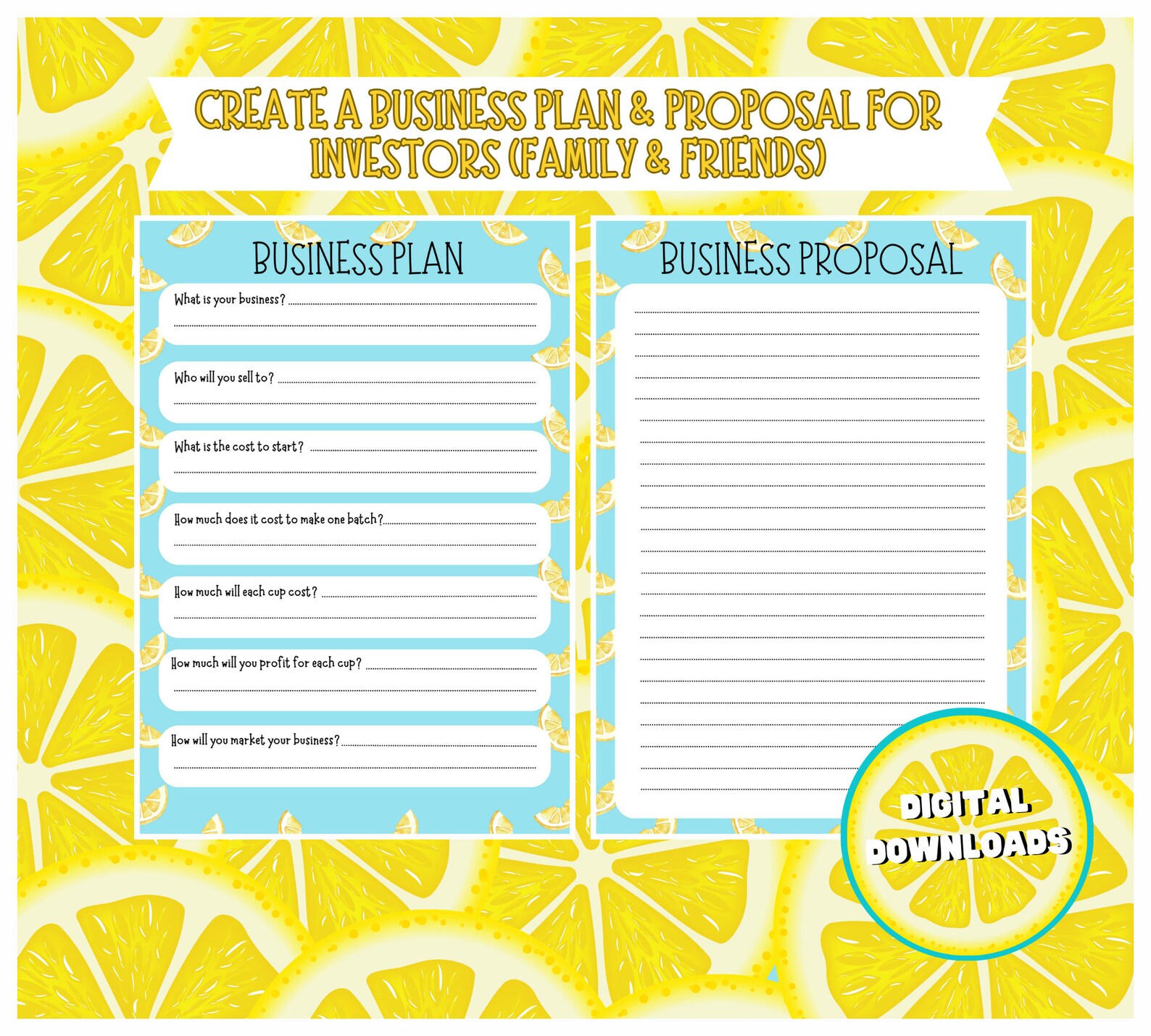 Lemonade Stand Business Plan for Young Entrepreneurs - Printable ...