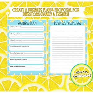 Lemonade Stand Business Plan for Young Entrepreneurs - Printable ...