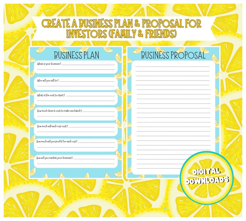 Lemonade Stand Business Plan for Young Entrepreneurs - Printable ...