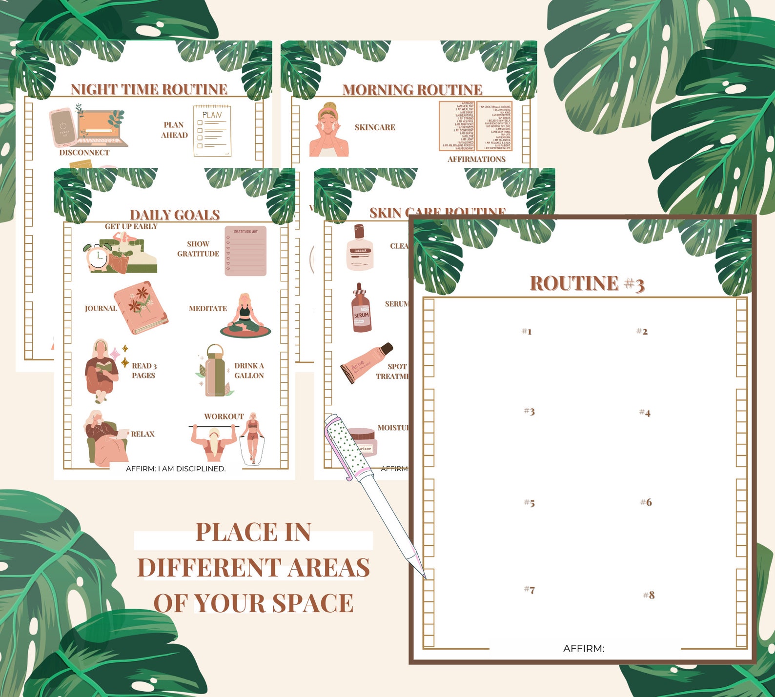 Printable Womens Daily Routine| Editable Morning & Night Routine| Skin ...