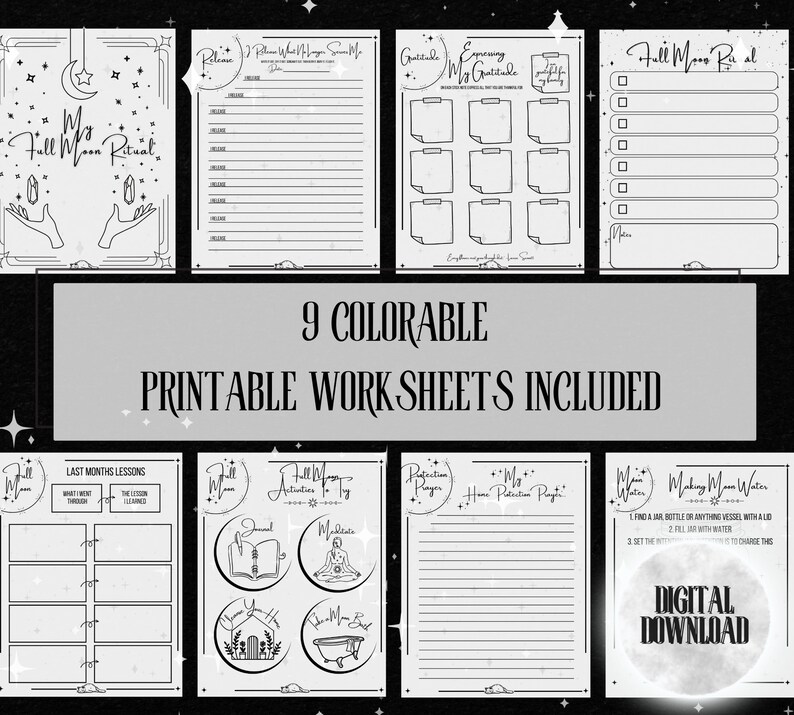 Full Moon Ritual Worksheetsfull Moon - Etsy