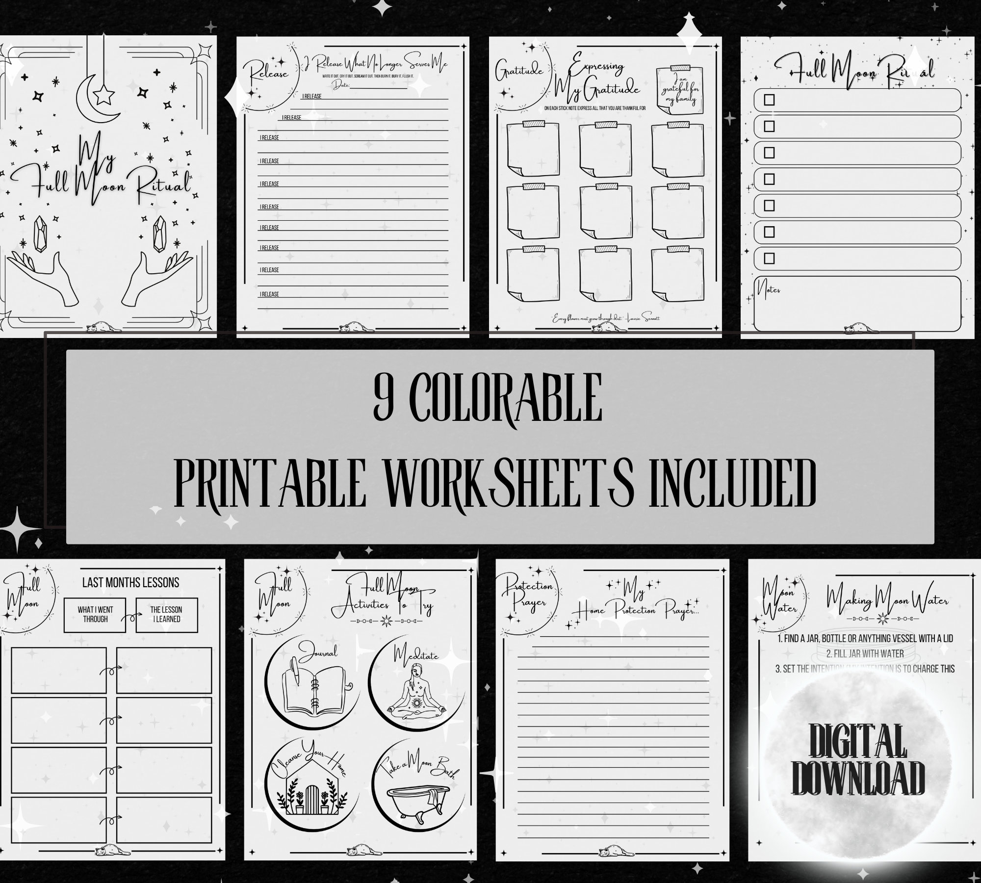 Full Moon Ritual Worksheetsfull Moon - Etsy