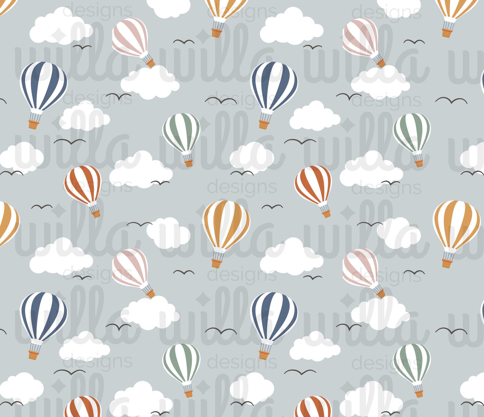 Hot Air Balloon Seamless Pattern, Pastel Balloon Seamless Pattern, Boy ...