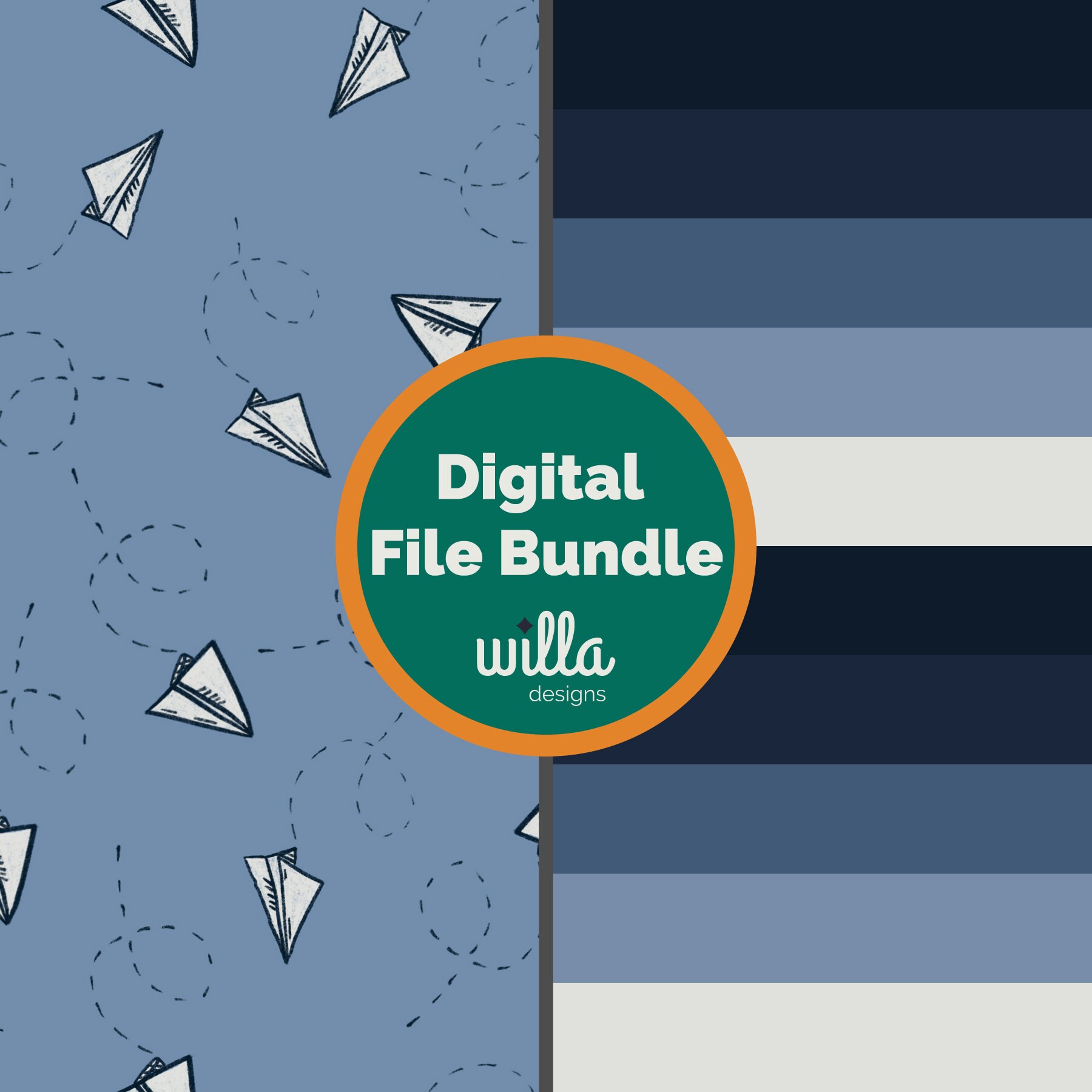 Bundle Paper Airplane Seamless Pattern, Blue Stripes Seamless File ...